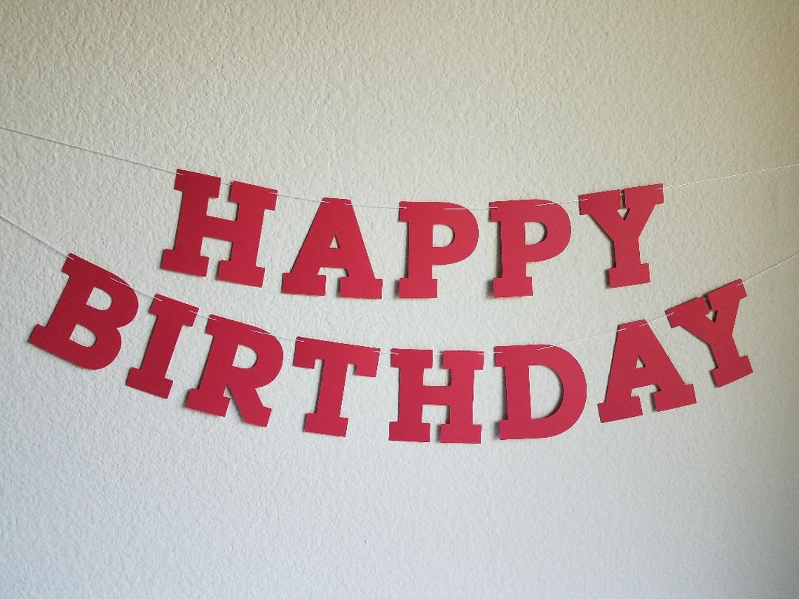 Red Happy Birthday Banner Red Birthday Banner Bold Serif | Etsy