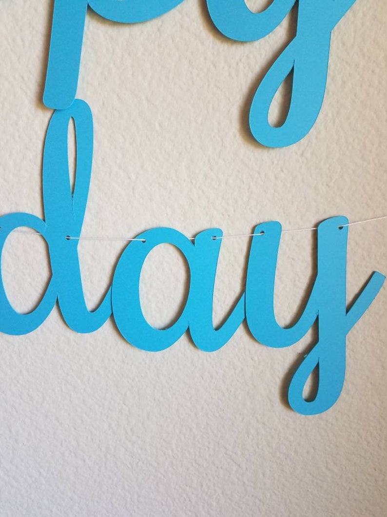 Blue Happy Birthday Banner Blue Birthday Banner Cursive Blue | Etsy