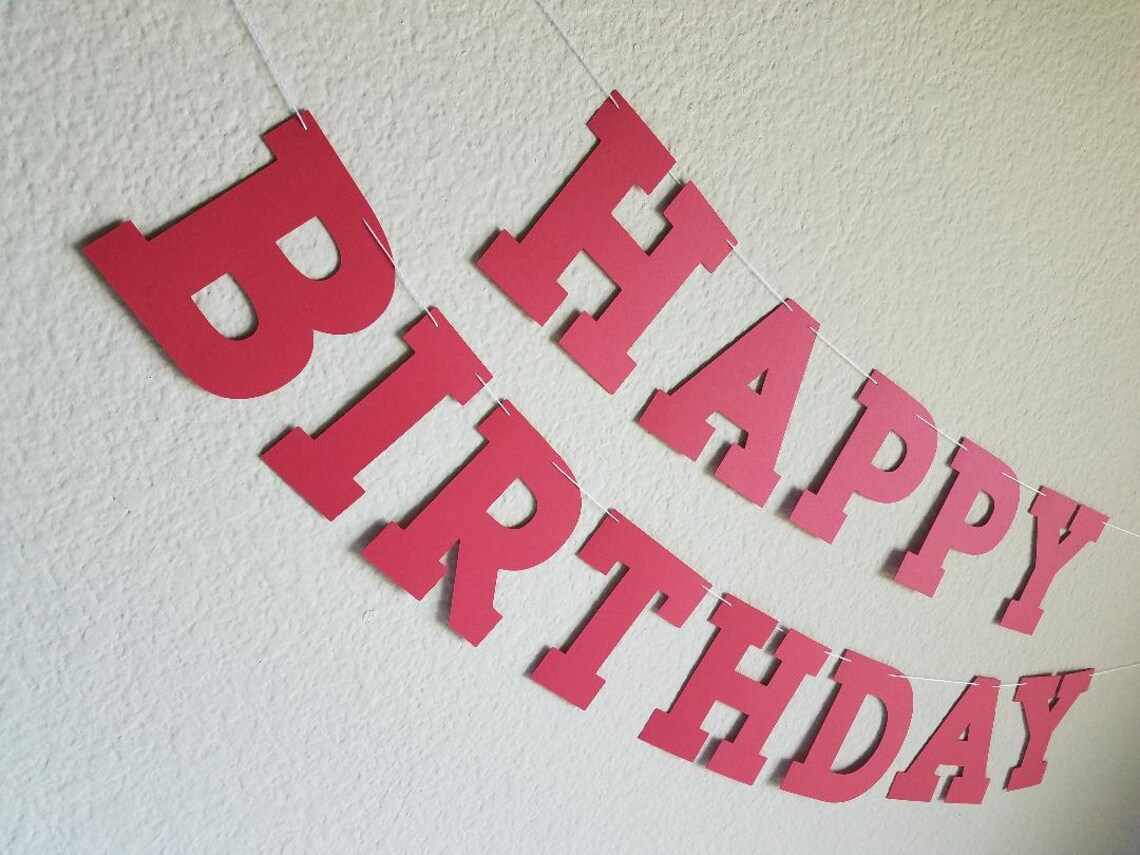 Red Happy Birthday Banner Red Birthday Banner Bold Serif | Etsy