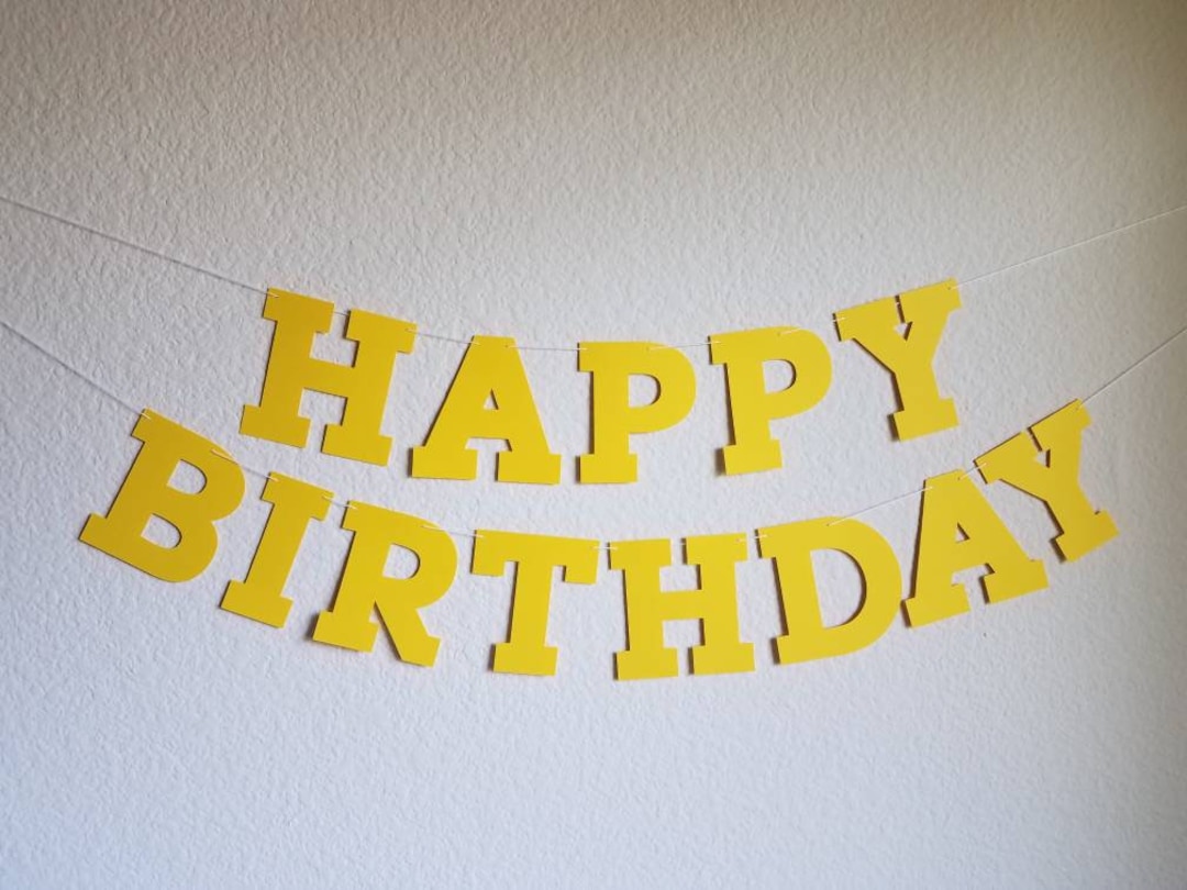 Yellow Happy Birthday Banner Yellow Birthday Banner Yellow - Etsy