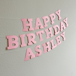 Light Pink Happy Birthday Banner, Light Pink Birthday Banner, Bold ...