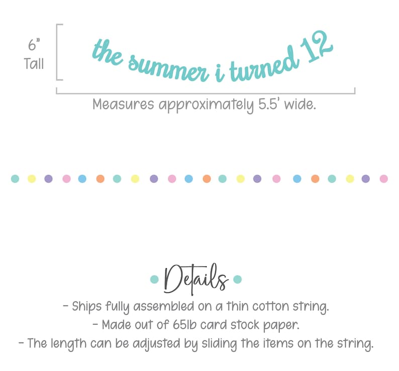 The Summer I Turned 12, Summertime Birthday Banner, Summer Birthday ...