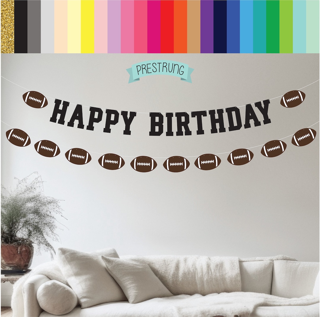 Football Happy Birthday Banner, Football Birthday Banner, Football ...
