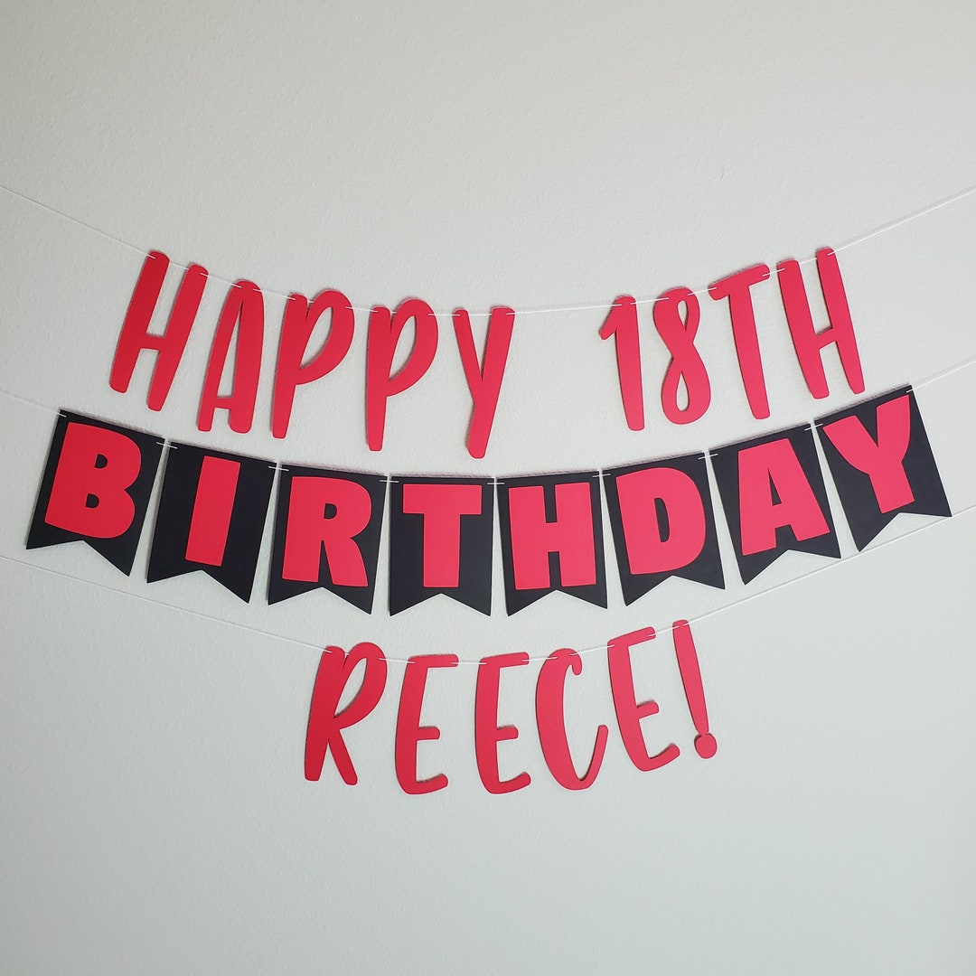 Custom Birthday Banner, Red Birthday Banner, Red and Black Birthday ...