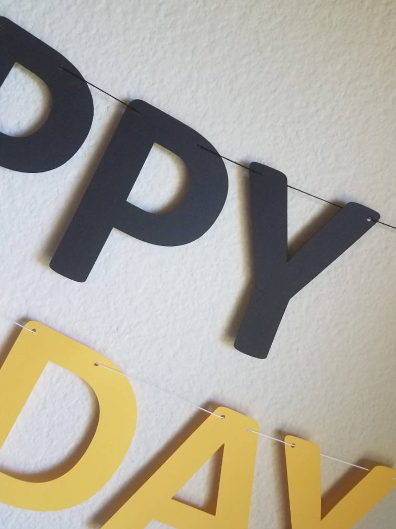 Black and Yellow Happy Birthday Banner Black and Yellow | Etsy