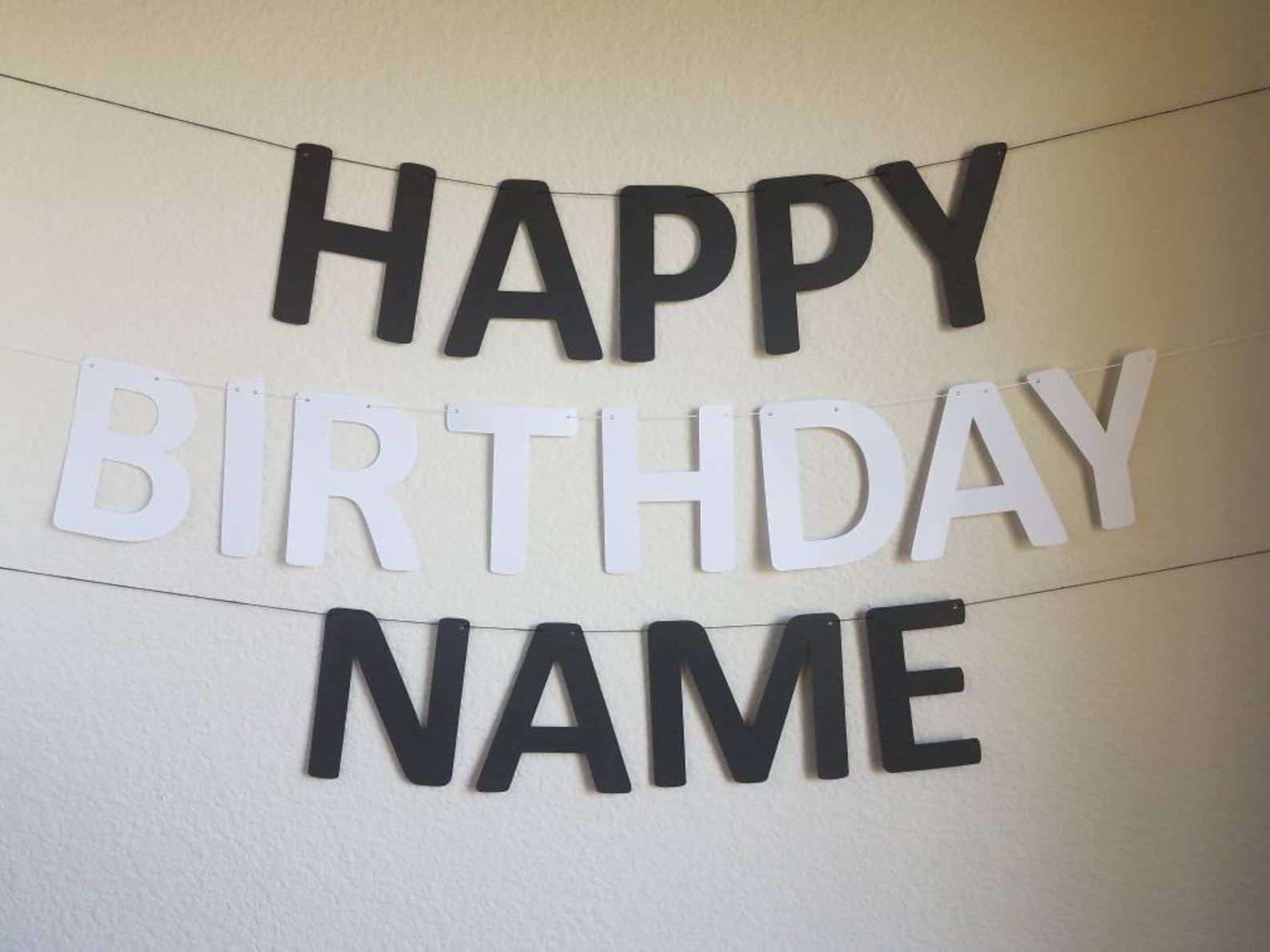 Black and White Happy Birthday Banner Black and White Party | Etsy