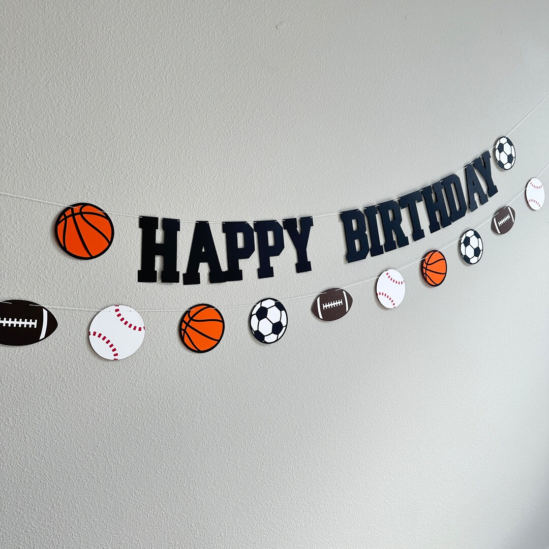 Sports Happy Birthday Banner, Sports Themed Decorations, Sports ...