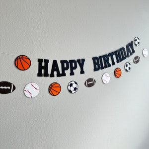 Sports Happy Birthday Banner, Sports Themed Decorations, Sports ...