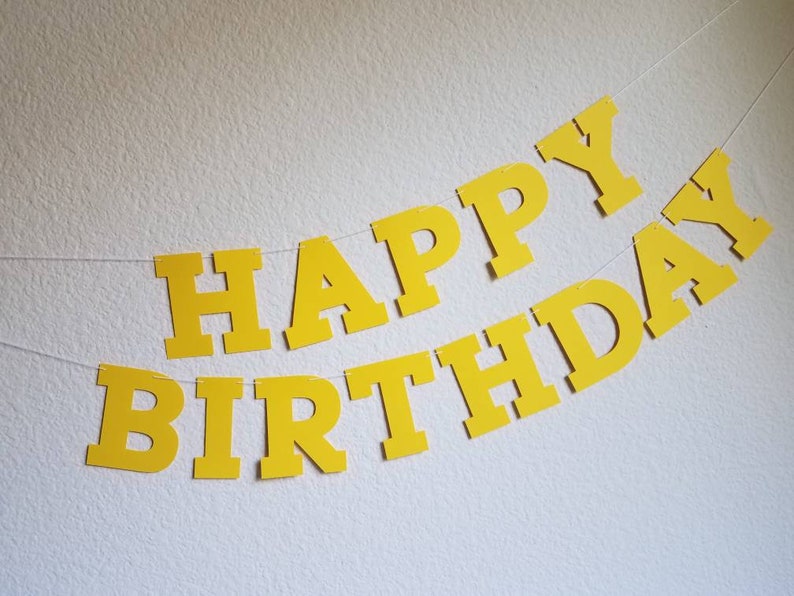 Yellow Happy Birthday Banner Yellow Birthday Banner Yellow - Etsy