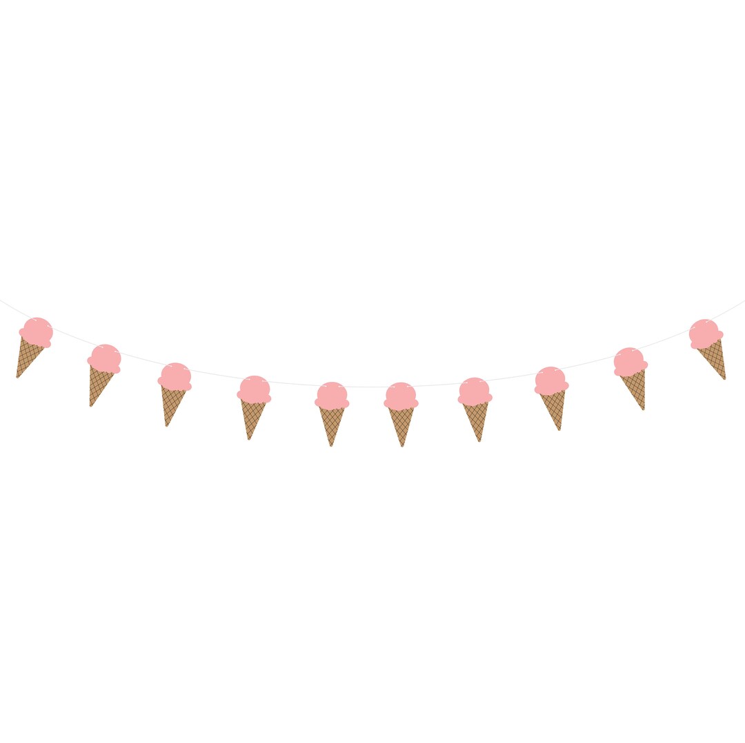 Ice Cream Cone Banner. Ice Cream Cone Garland, Ice Cream Banner, Ice ...