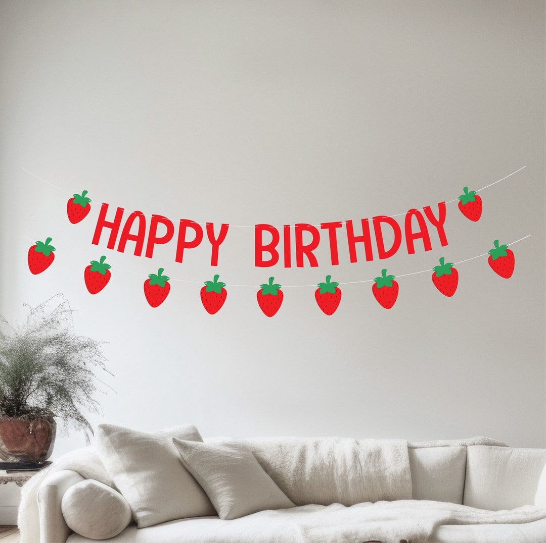 Strawberry Birthday Banner, Custom Strawberry Banner, Strawberry ...