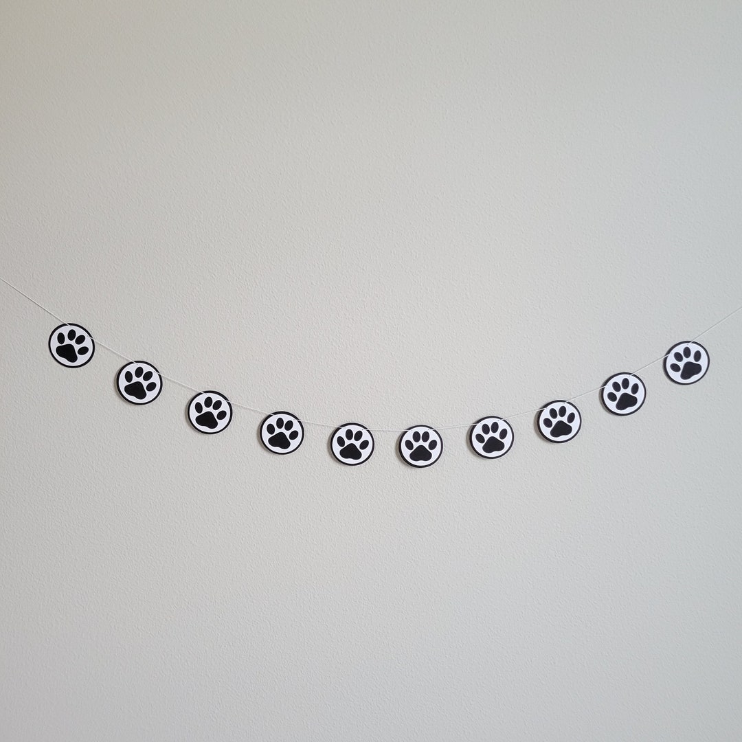 Paw Print Banner, Paw Print Garland, Dog Birthday Party, Cat Birthday ...