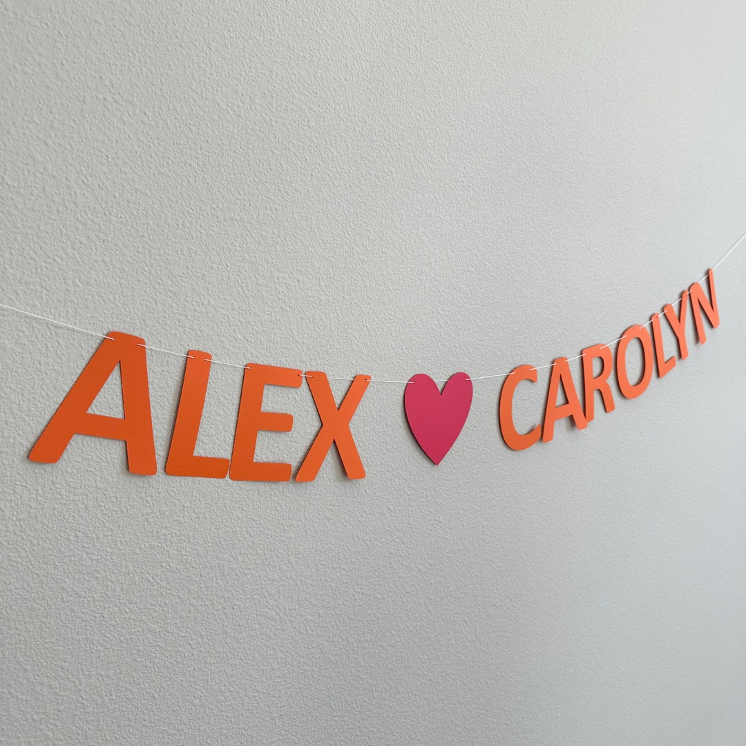 Anniversary Banner, Wedding Banner, Names Heart Banner, Custom ...