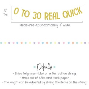 0 to 30 Real Quick, 30th Birthday Banner, Zero to Thirty Real Quick ...