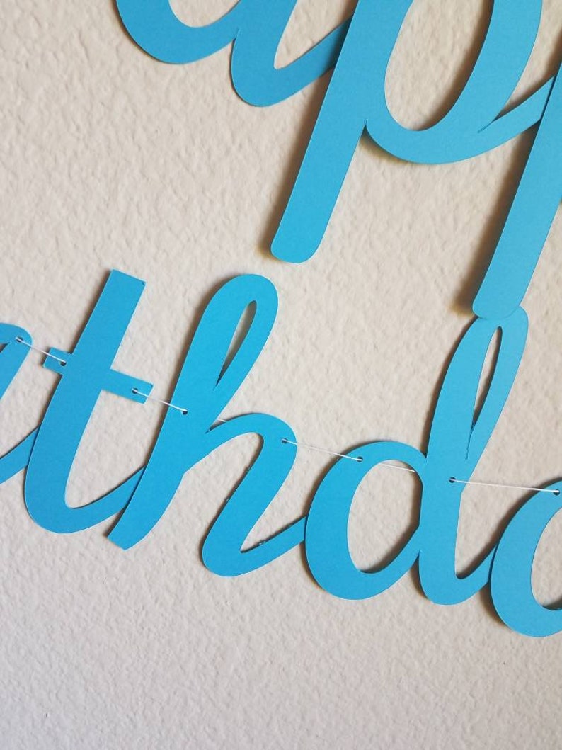 Blue Happy Birthday Banner Blue Birthday Banner Cursive Blue | Etsy