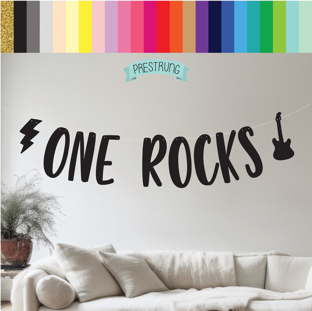 One Rocks Banner, Rock Birthday Banner, Rock and Roll Birthday, Rock N ...