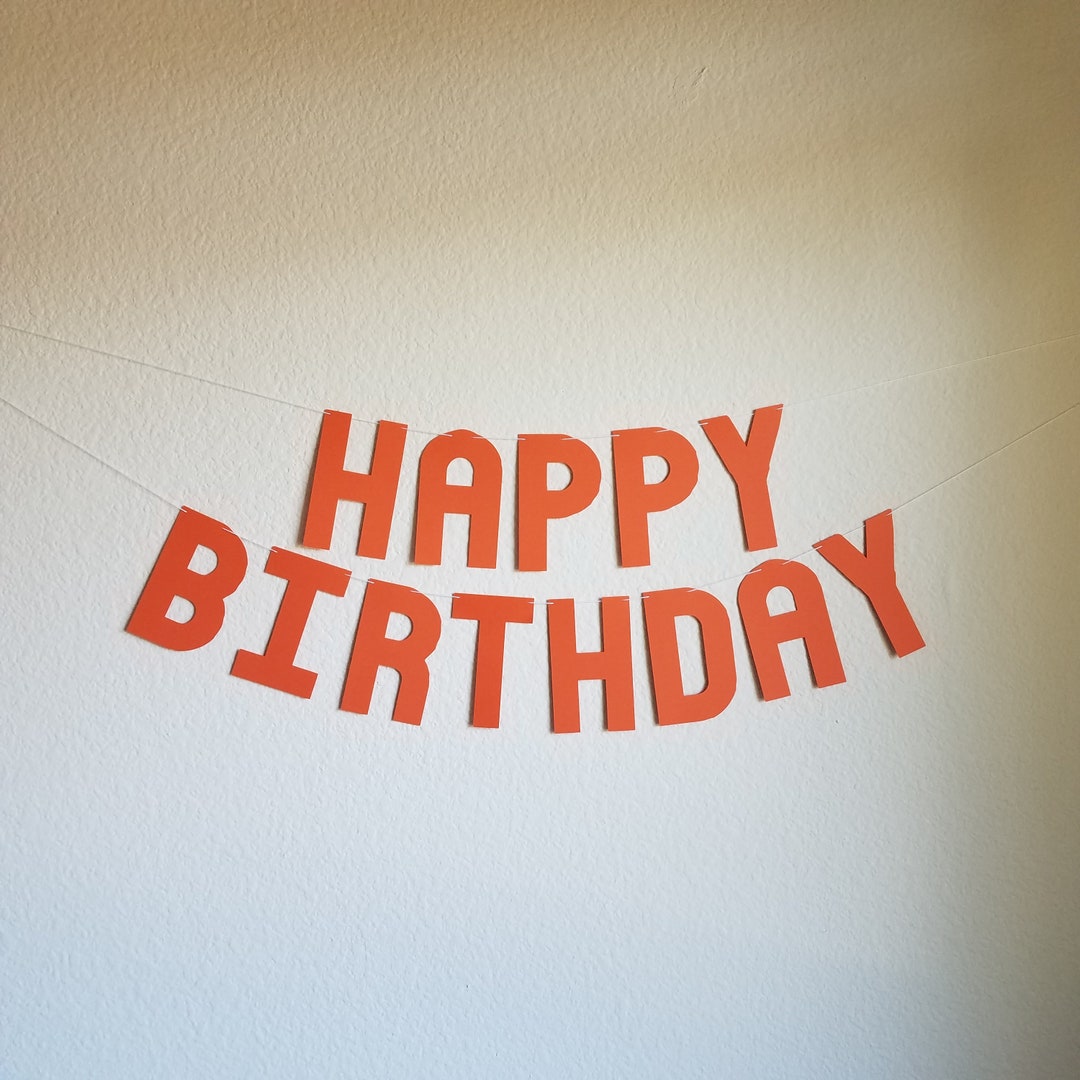 Orange Happy Birthday Banner, Orange Birthday Banner, Orange Banner ...