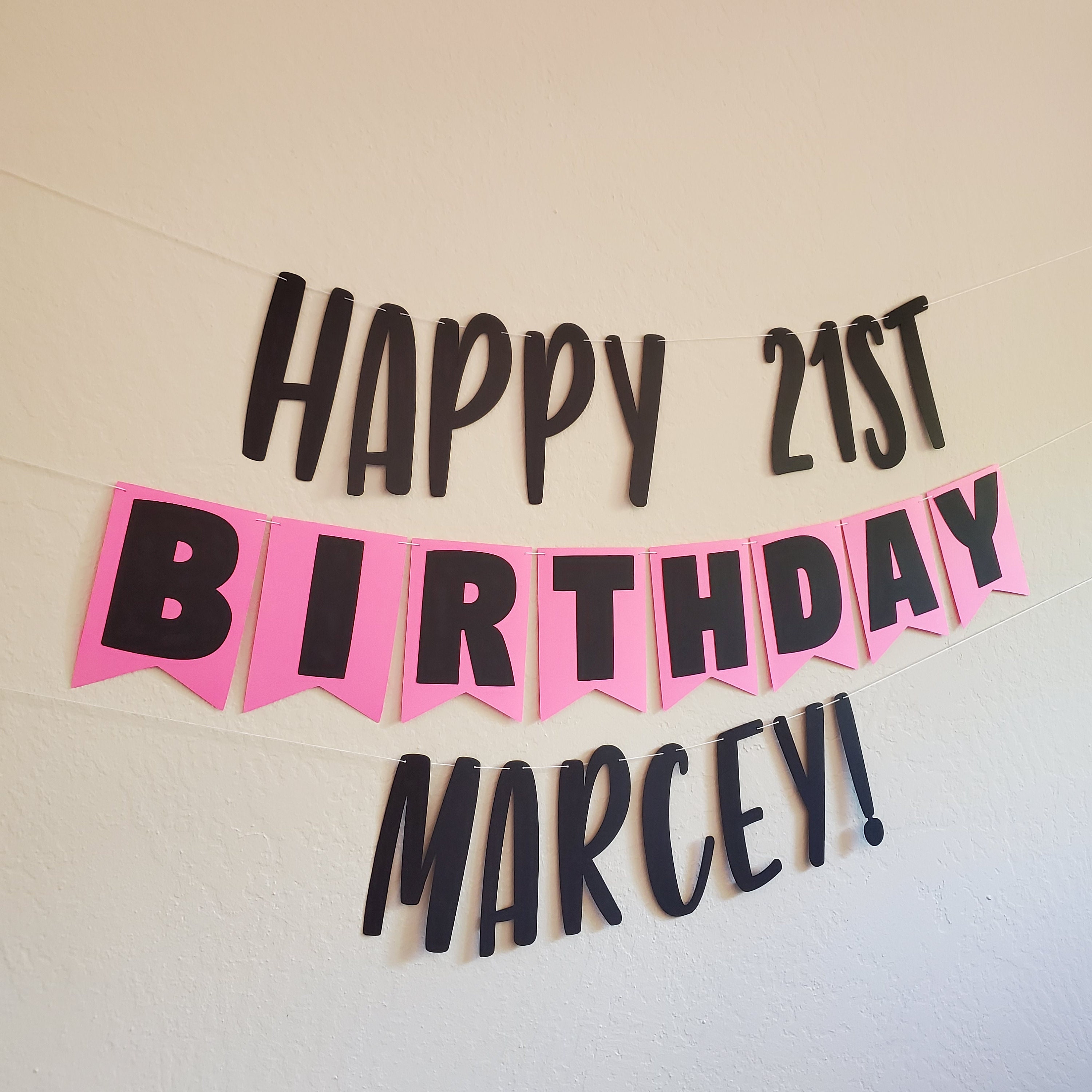 Custom Birthday Banner Pink Birthday Banner Pink and Black | Etsy