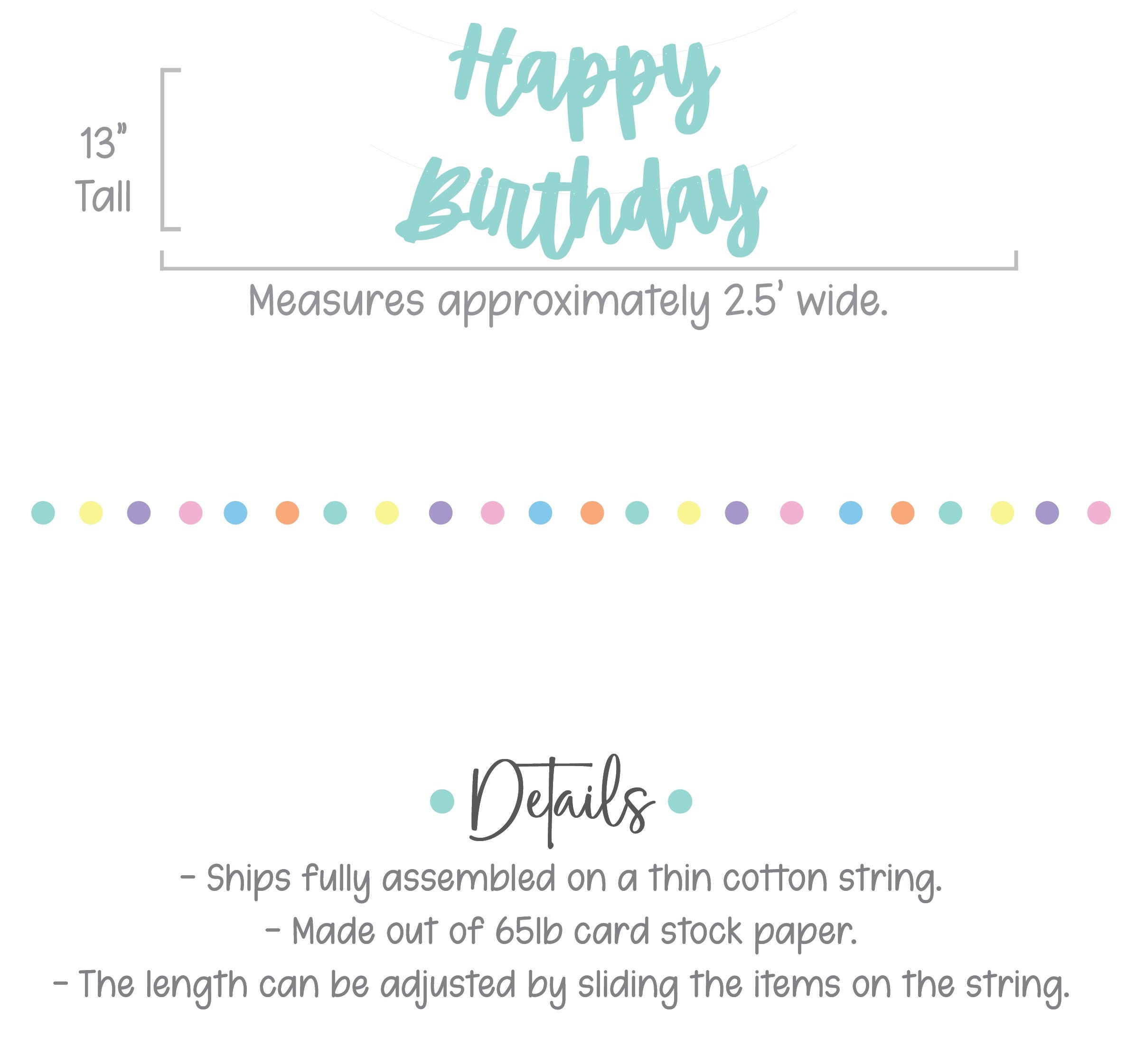 Happy Birthday Banner, Aqua Birthday Party, Aqua Party Decorations ...