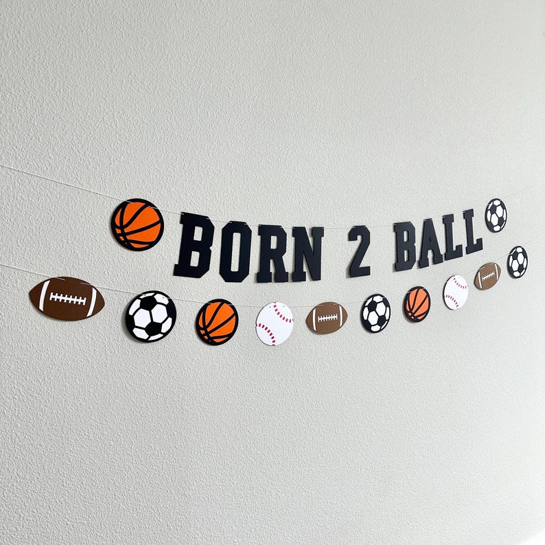 Born 2 Ball Birthday Banner Sports Theme Party Decoration Basketball ...