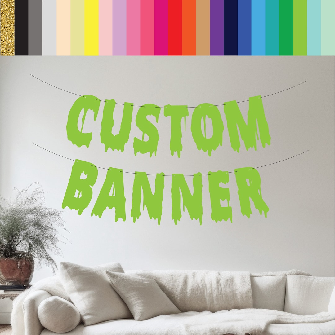 Custom Lime Green Banner, Custom Halloween Banner, Customizable Banner ...