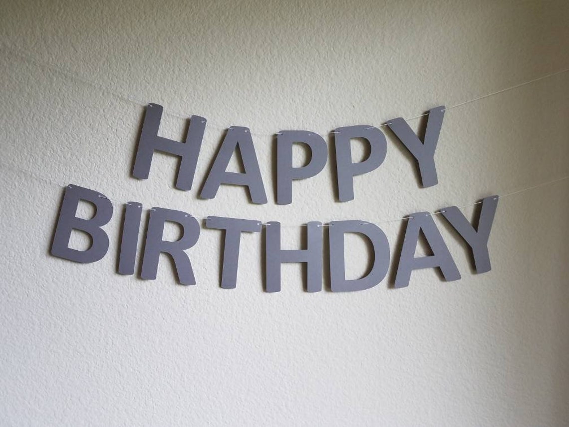 Gray Happy Birthday Banner Gray Birthday Banner Gray Banner | Etsy