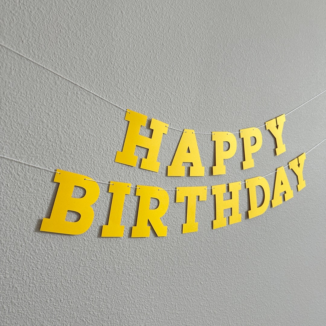 Yellow Happy Birthday Banner, Yellow Birthday Banner, Yellow Banner ...