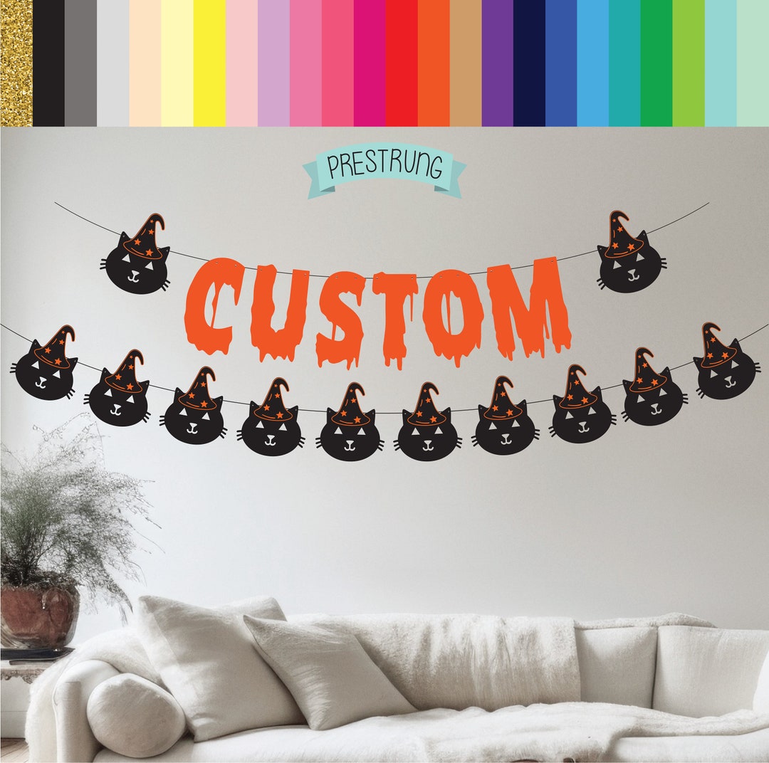 Custom Halloween Banner Halloween Cat Banner Meoween - Etsy