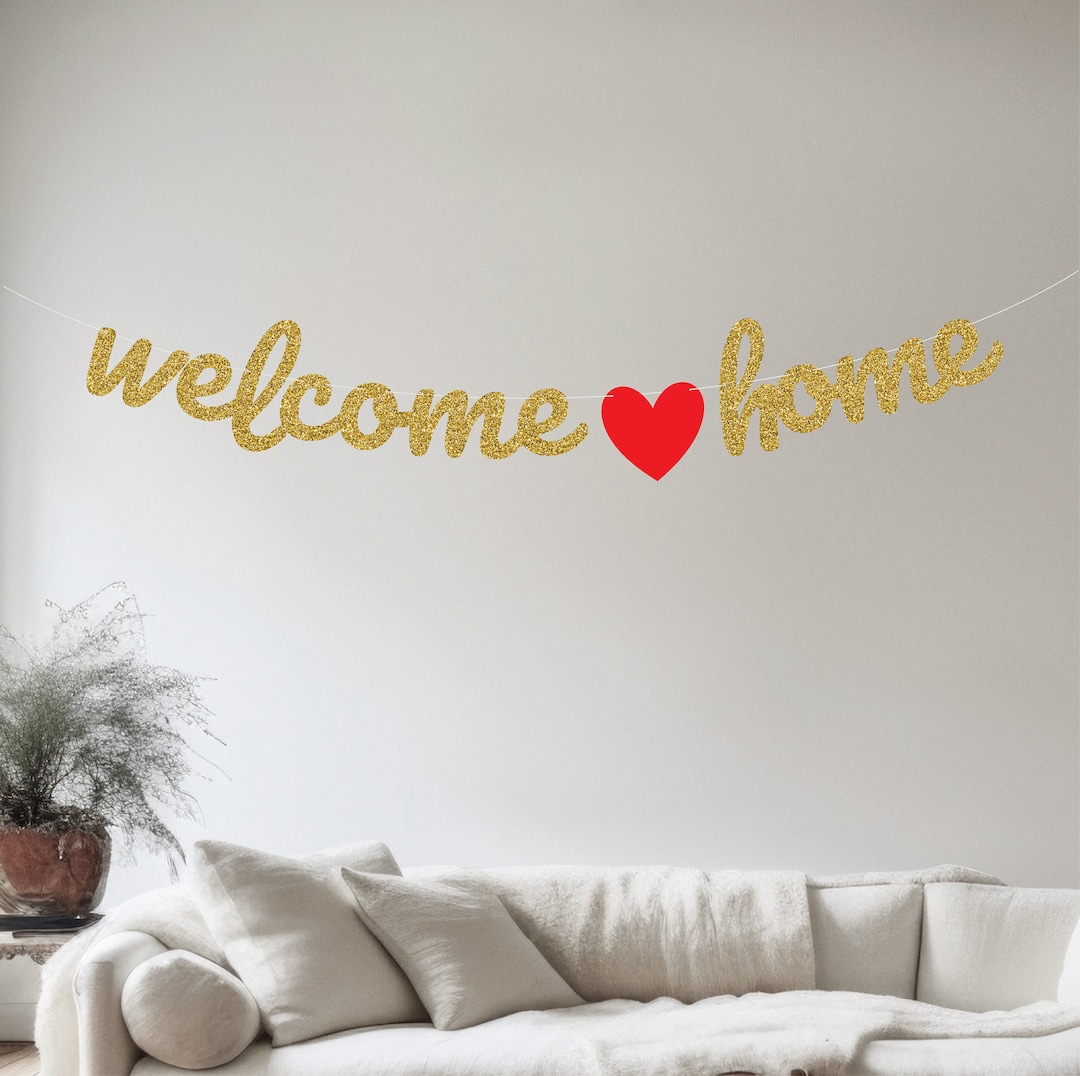 Welcome Home, Welcome Home Banner, Gold Glitter Banner, Military ...