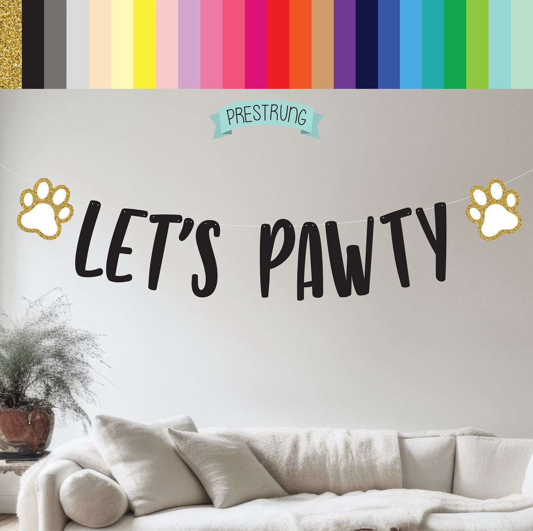 Let's Pawty, Let's Pawty Banner, Paw Print Garland, Animal Themed ...
