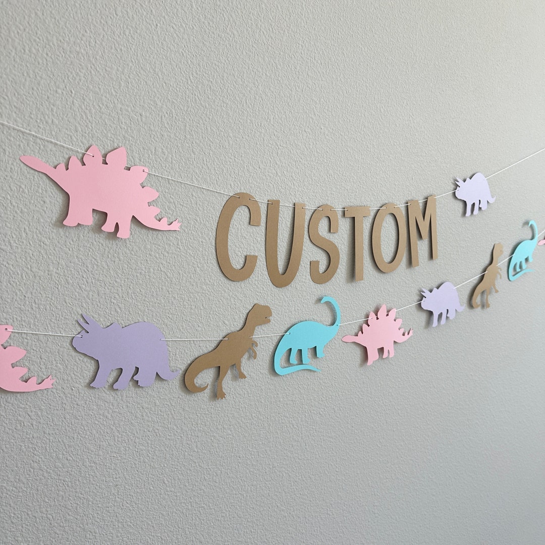 Custom Dinosaur Banner, Dinosaur Decorations, Pastel Dinosaurs, Girl's ...