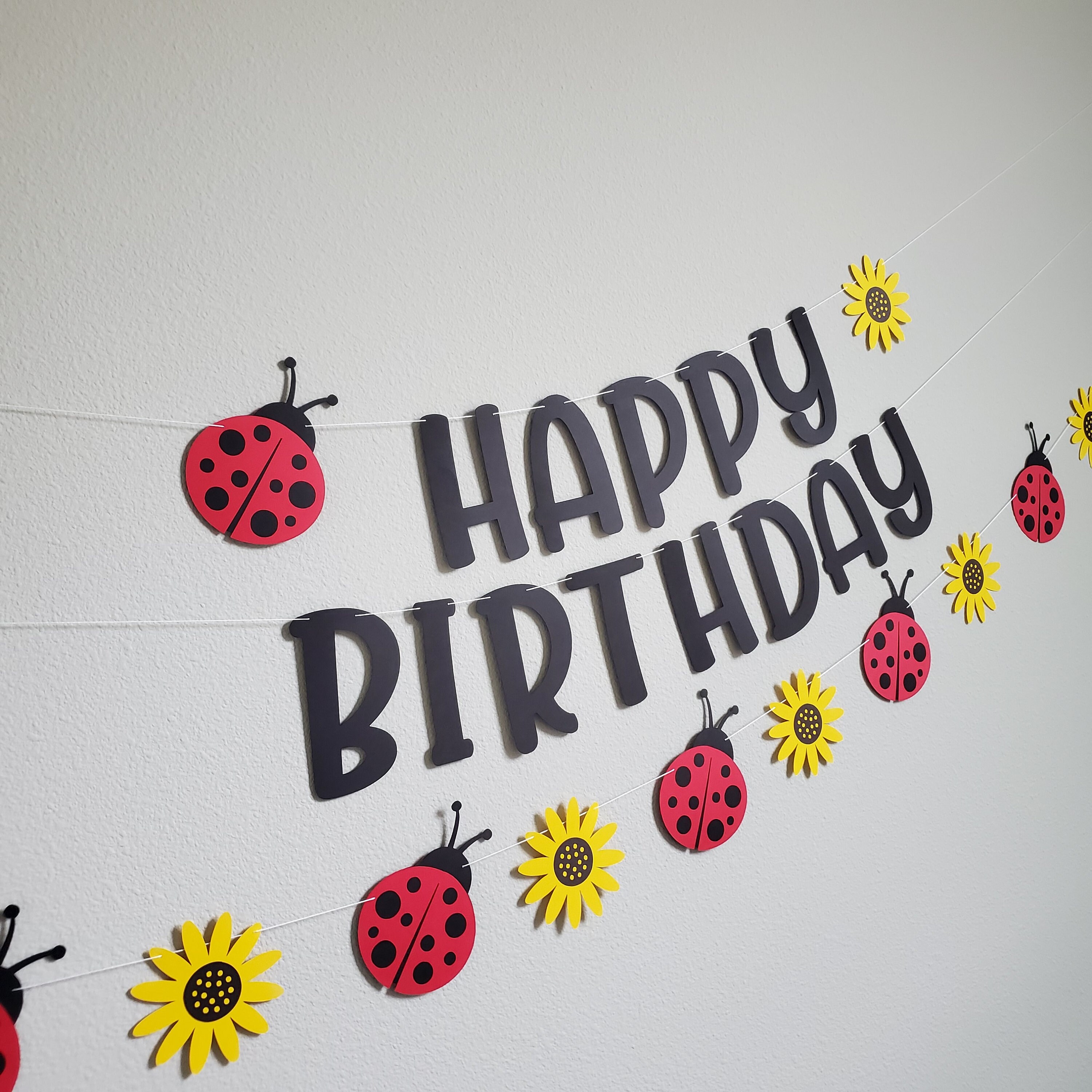 Ladybug Sunflower Birthday Banner Ladybug Banner Ladybugs | Etsy