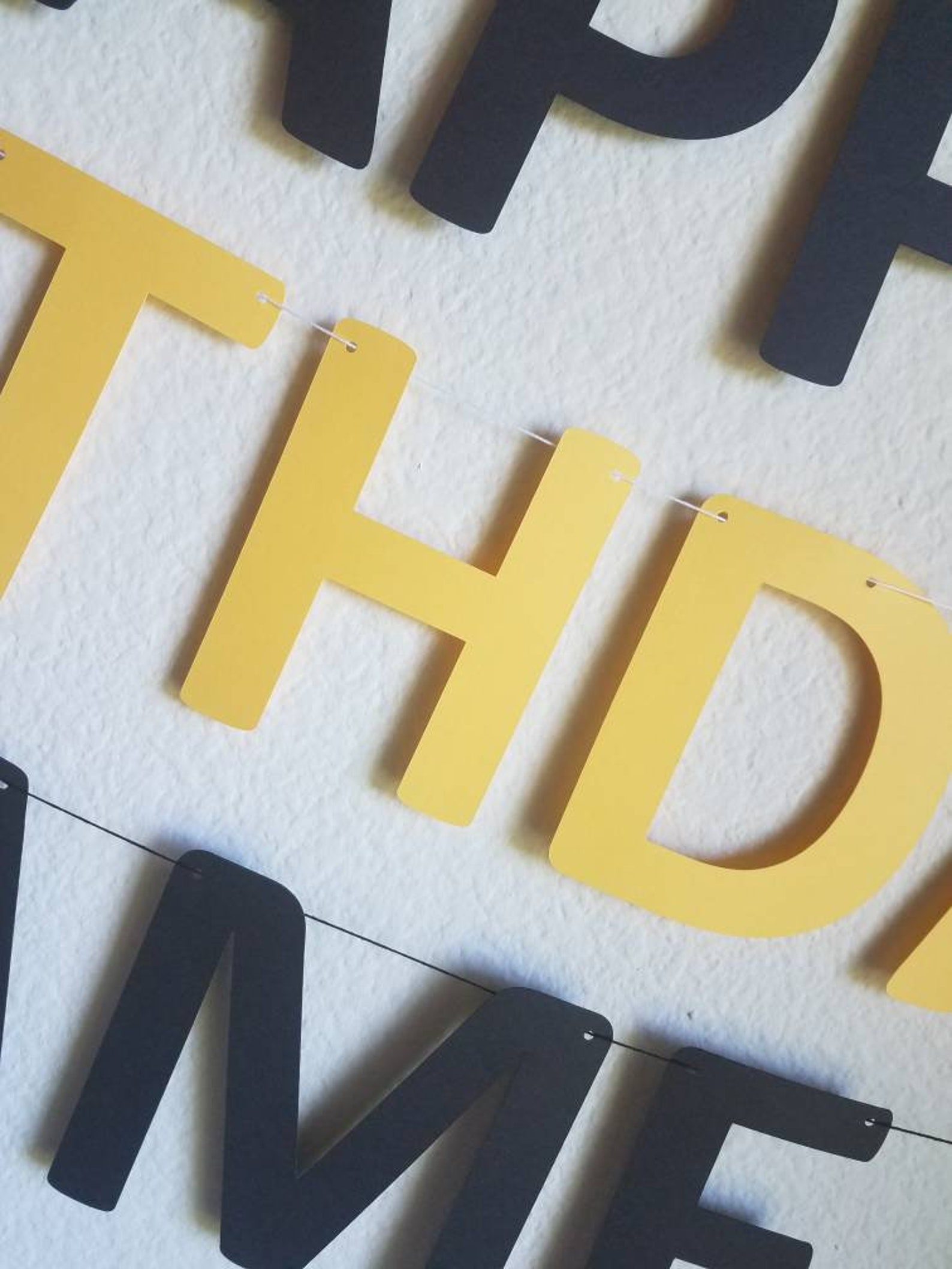 Black and Yellow Happy Birthday Banner Black and Yellow | Etsy