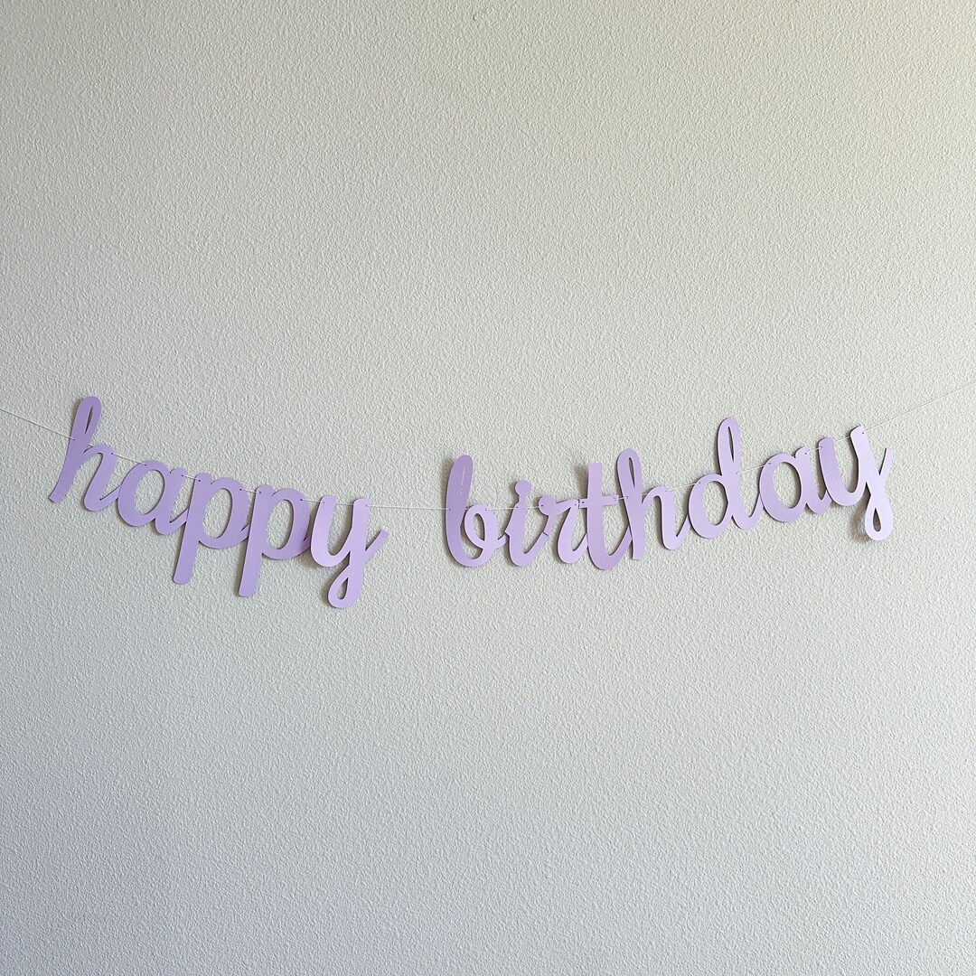 Happy Birthday Banner, Cursive Birthday Banner, Lavender Decorations ...