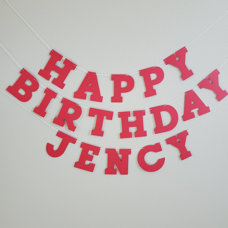 Red Happy Birthday Banner Red Birthday Banner Bold Serif - Etsy