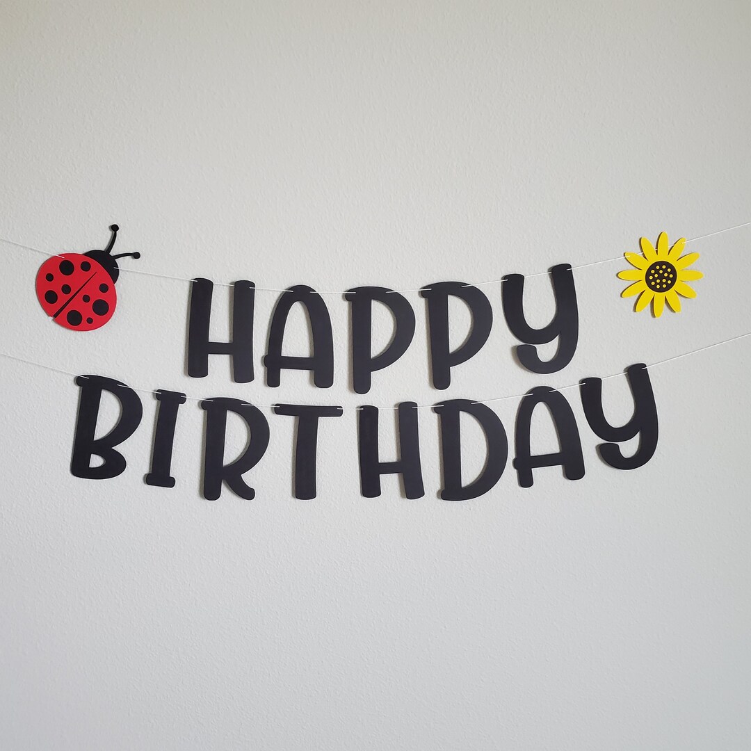 Ladybug Sunflower Birthday Banner, Ladybug Banner, Ladybugs and ...