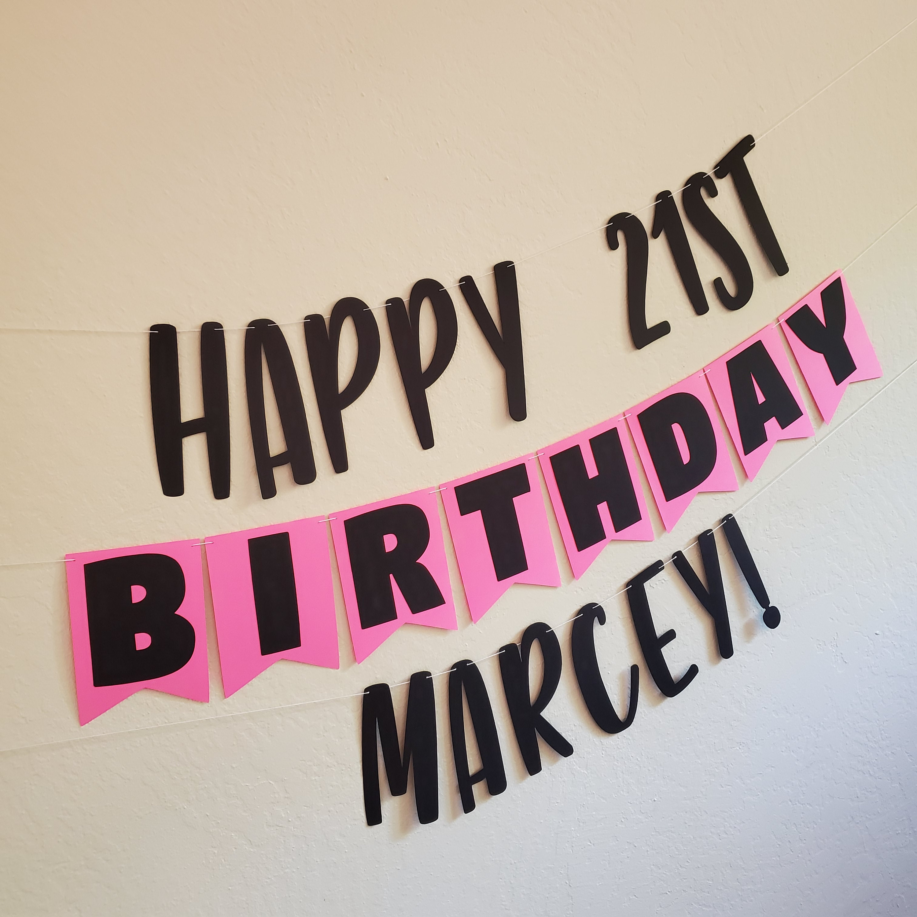 Custom Birthday Banner Pink Birthday Banner Pink and Black | Etsy
