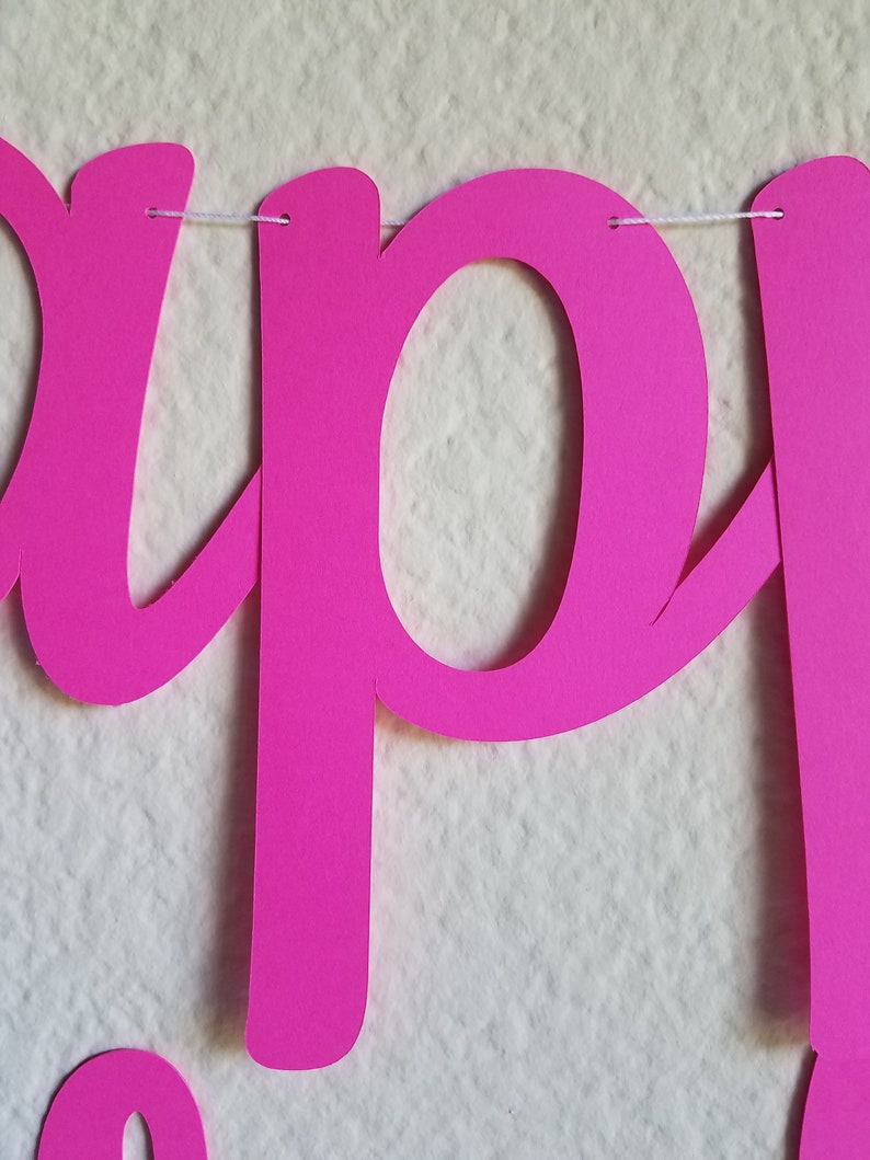 Fuchsia Happy Birthday Banner Pink Cursive Birthday Banner | Etsy