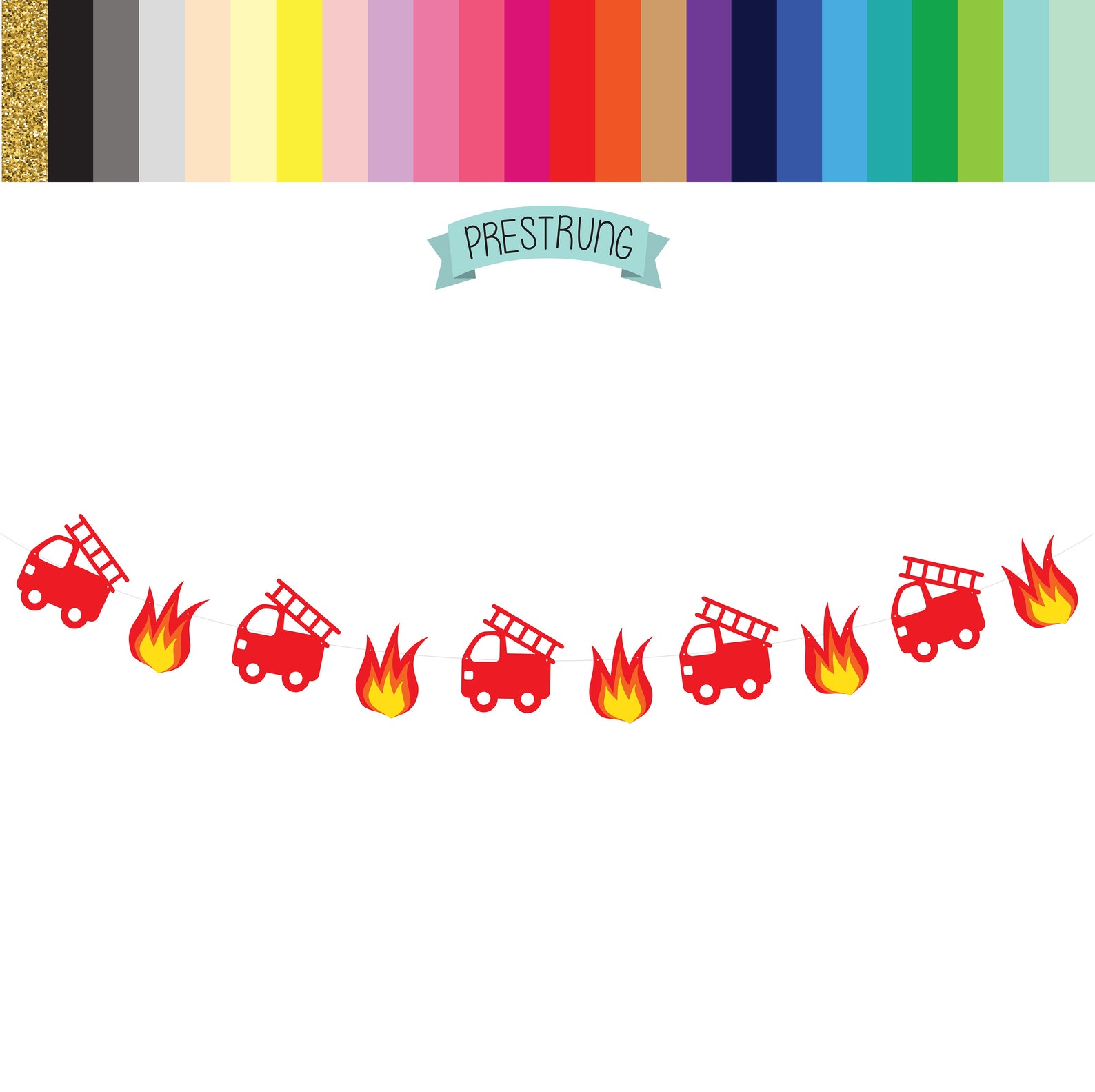 Firetruck Garland, Firetruck Decorations, Firetruck Banner, Fire Banner ...