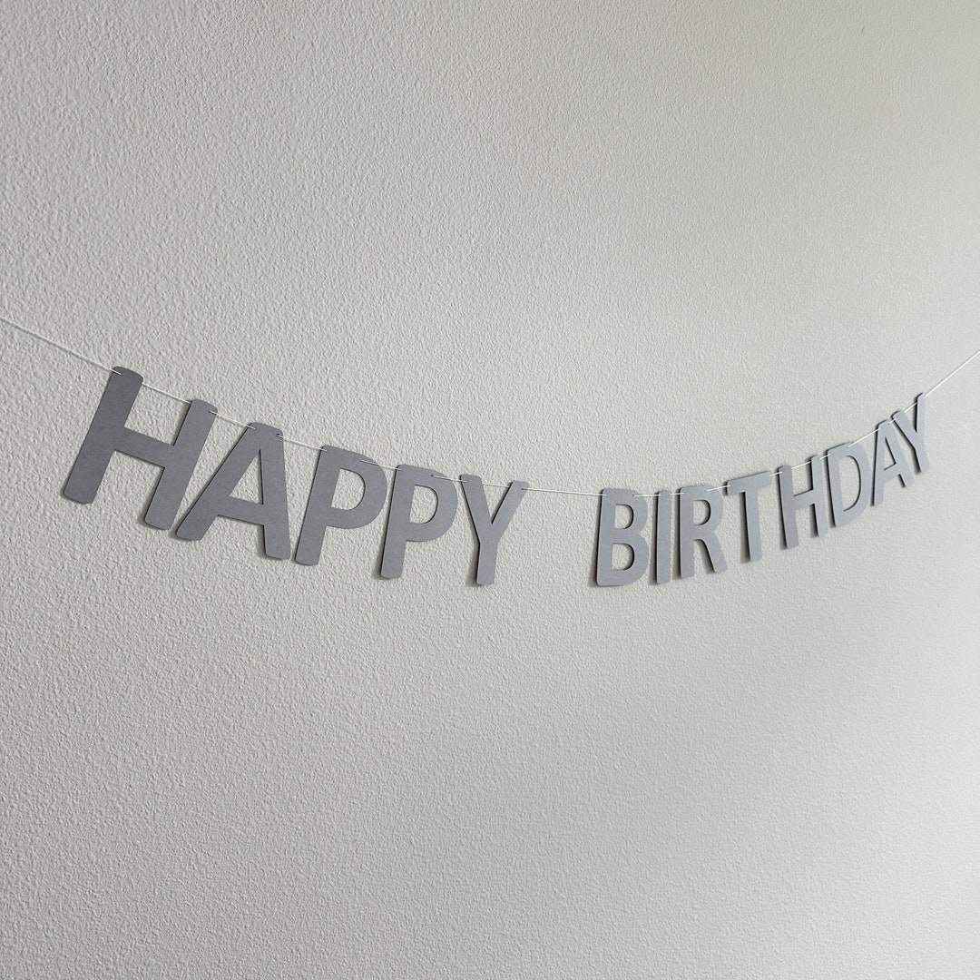 Happy Birthday Banner, Gray Birthday Party, Gray Party Decorations ...