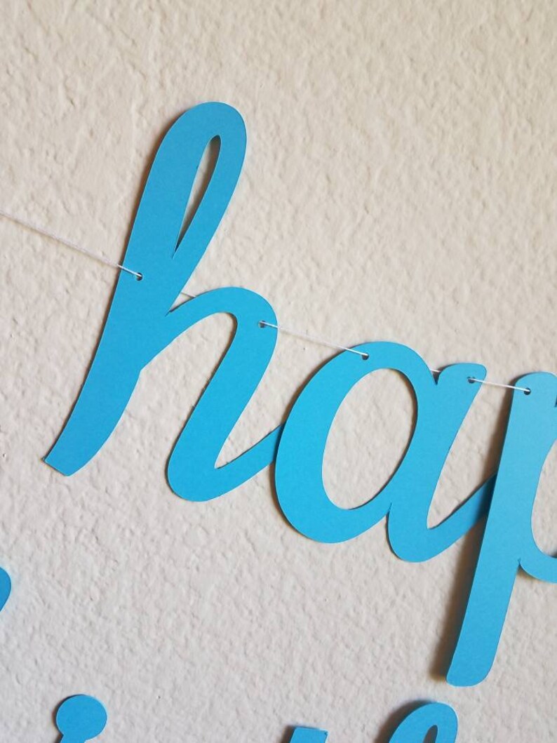 Blue Happy Birthday Banner Blue Birthday Banner Cursive Blue | Etsy