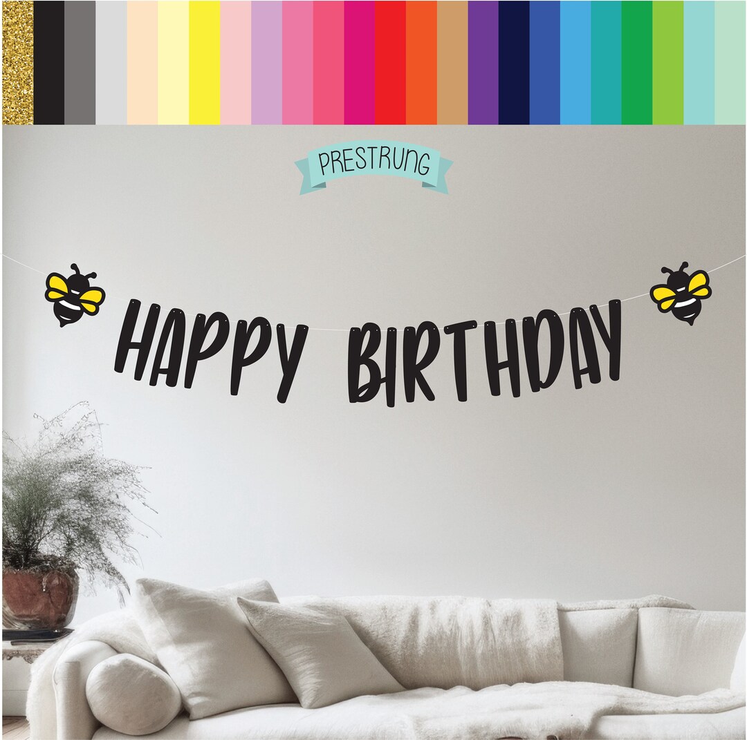 Bee Happy Birthday Bee Happy Birthday Banner Bee Birthday - Etsy