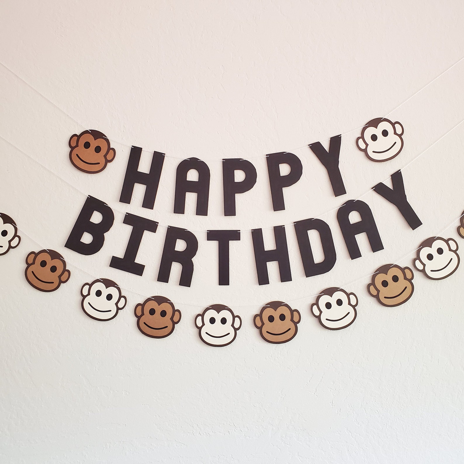 Monkey Birthday Banner, Monkey Party, Monkey Birthday Party, Monkey ...