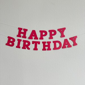 Red Happy Birthday Banner, Red Birthday Banner, Bold Serif Font, Red ...