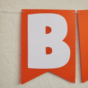 Custom Birthday Banner, Orange Birthday Banner, Orange and White ...
