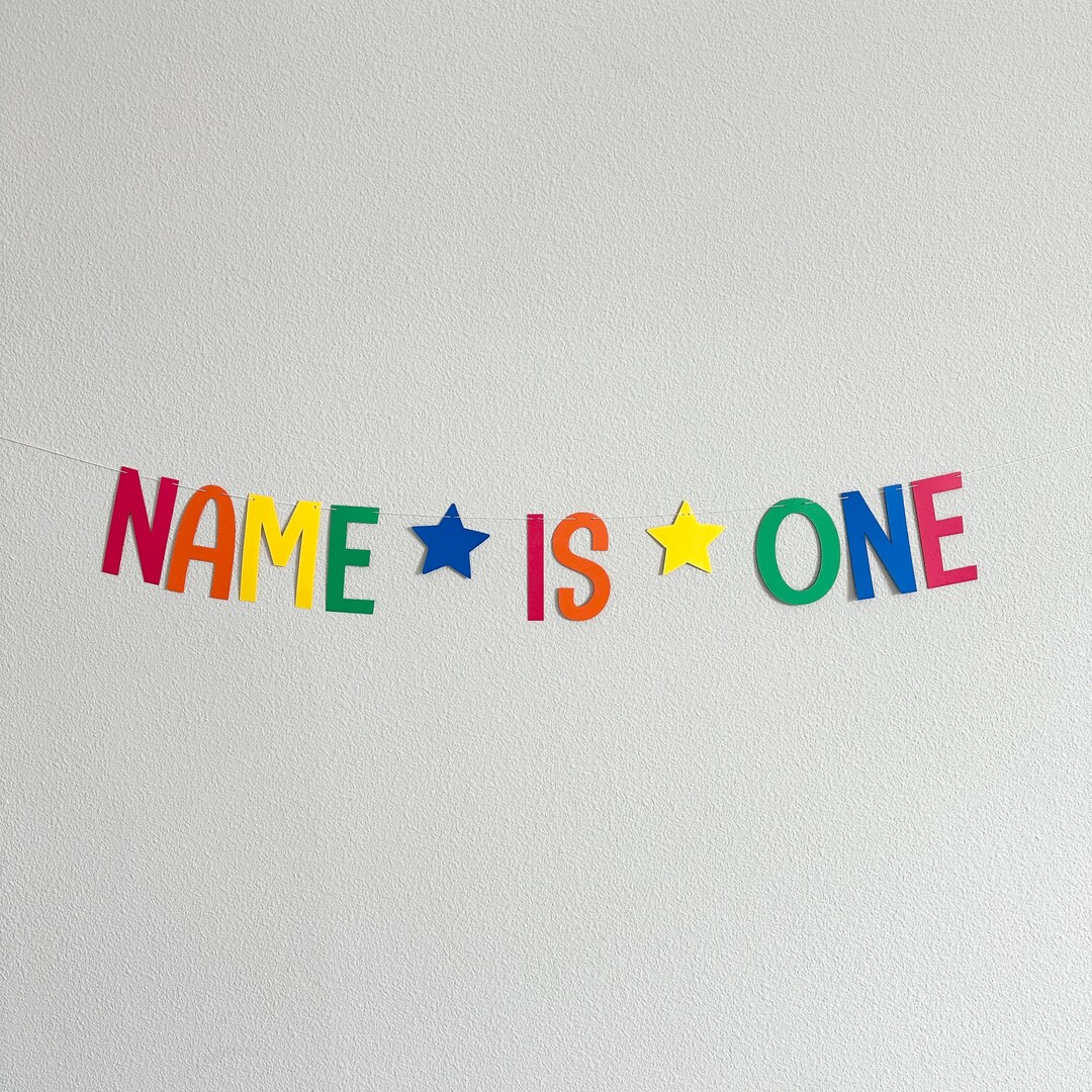 Name is One Banner, 1st Birthday Banner Rainbow Pastels, Boy's 1st ...