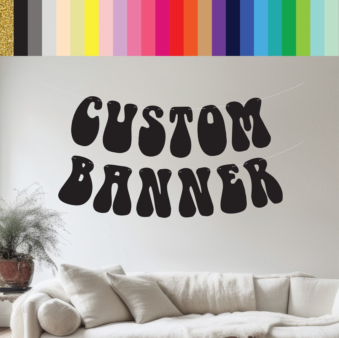 Custom Banner, Custom Retro Banner, Custom Groovy Banner, 70s, Retro ...