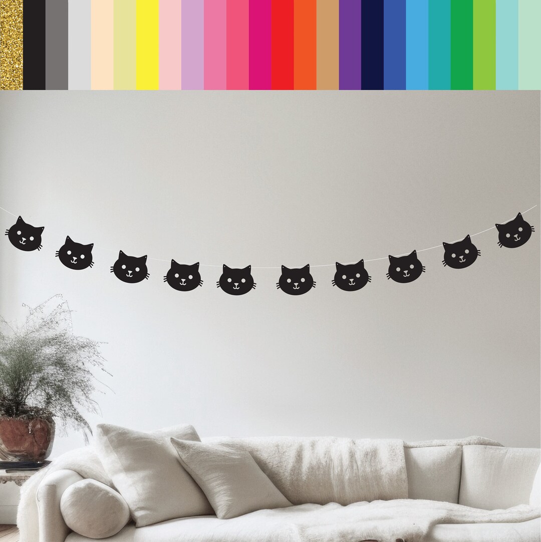 Cat Banner, Cat Garland Cat Decorations, Cat Party Banner, Cat Party ...