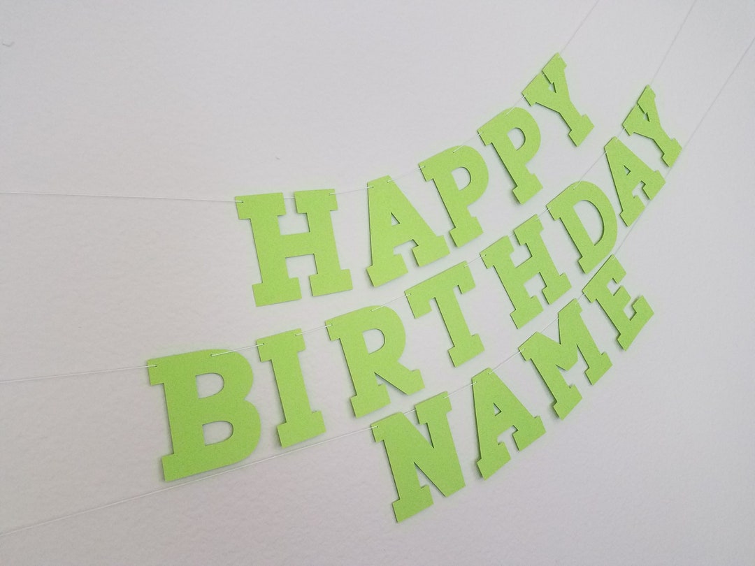 Custom Lime Green Happy Birthday Banner, Bold Serif Font, Lime Green ...