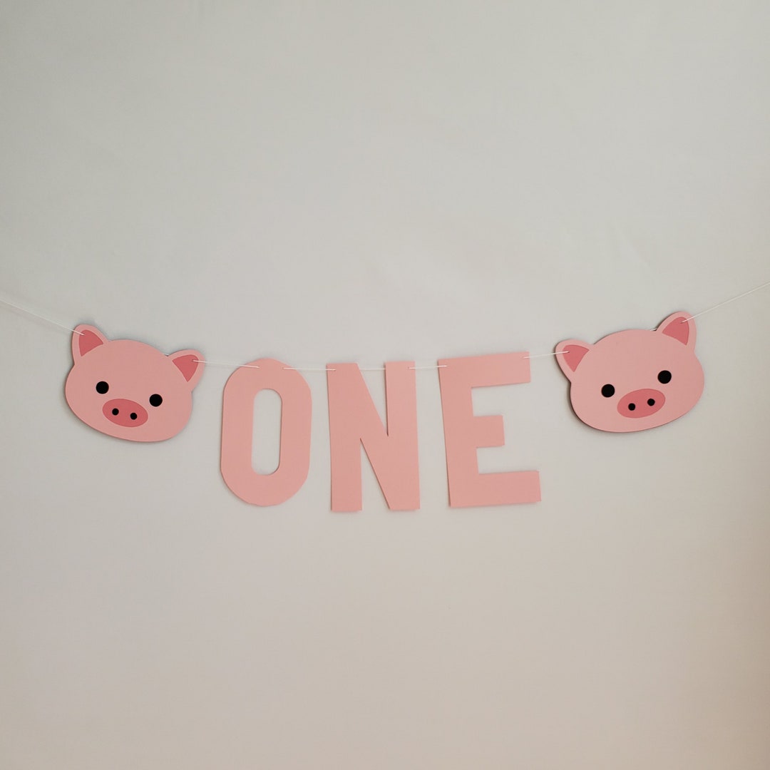 One Pig Birthday Banner, Pig First Birthday, Pig High Chair Birthday ...